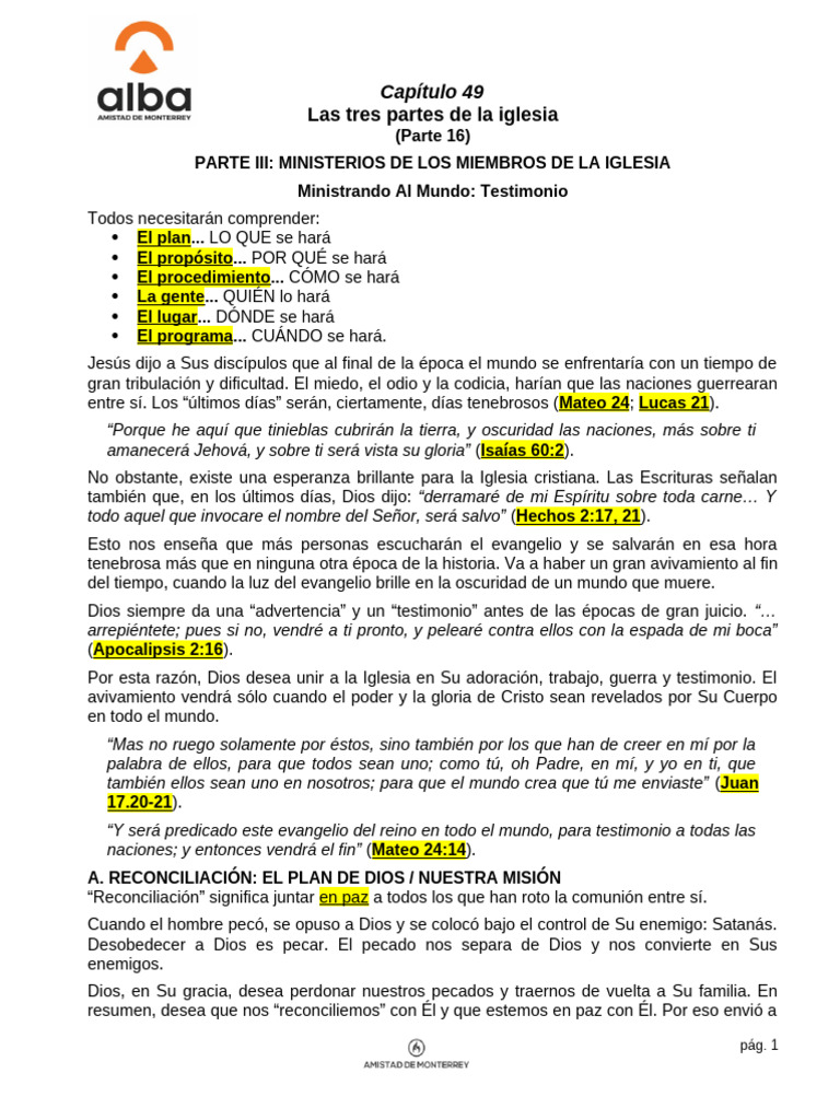 Las Tres Partes de La Iglesia (Del Maestro) Parte 16 | PDF | Cristo ...