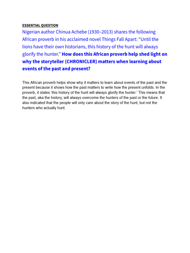 Importance of Storytellers in History | PDF