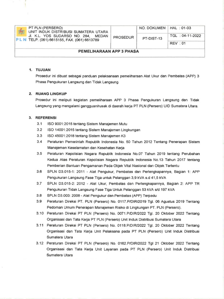 sop pemeliharan p2tl | PDF