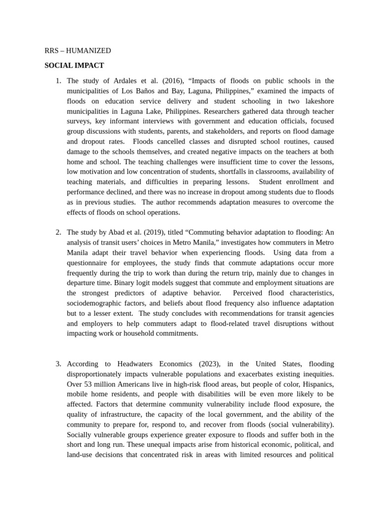 HUMANIZED RRS (2) | PDF | Flood | Disability