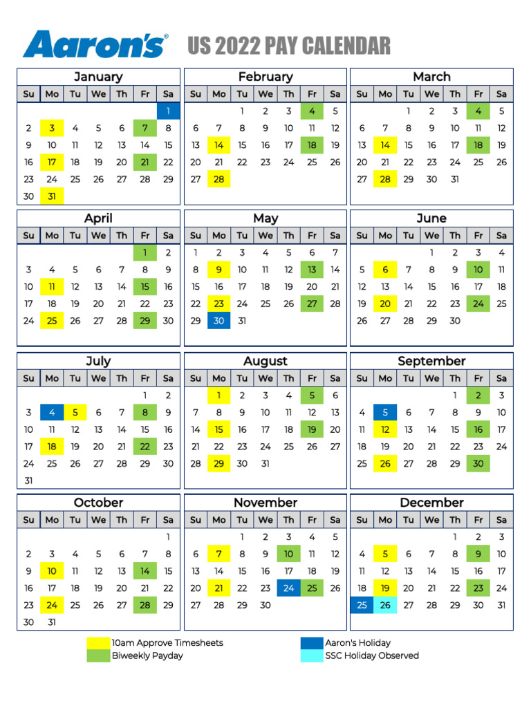 2022 Payroll Schedule 2 | PDF