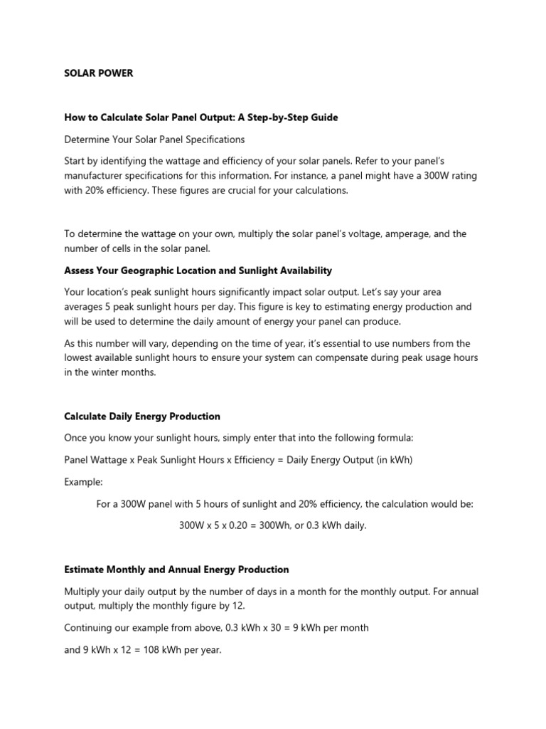 Week 14 Solar Power - Solar Panel Calculation | PDF | Solar Panel ...