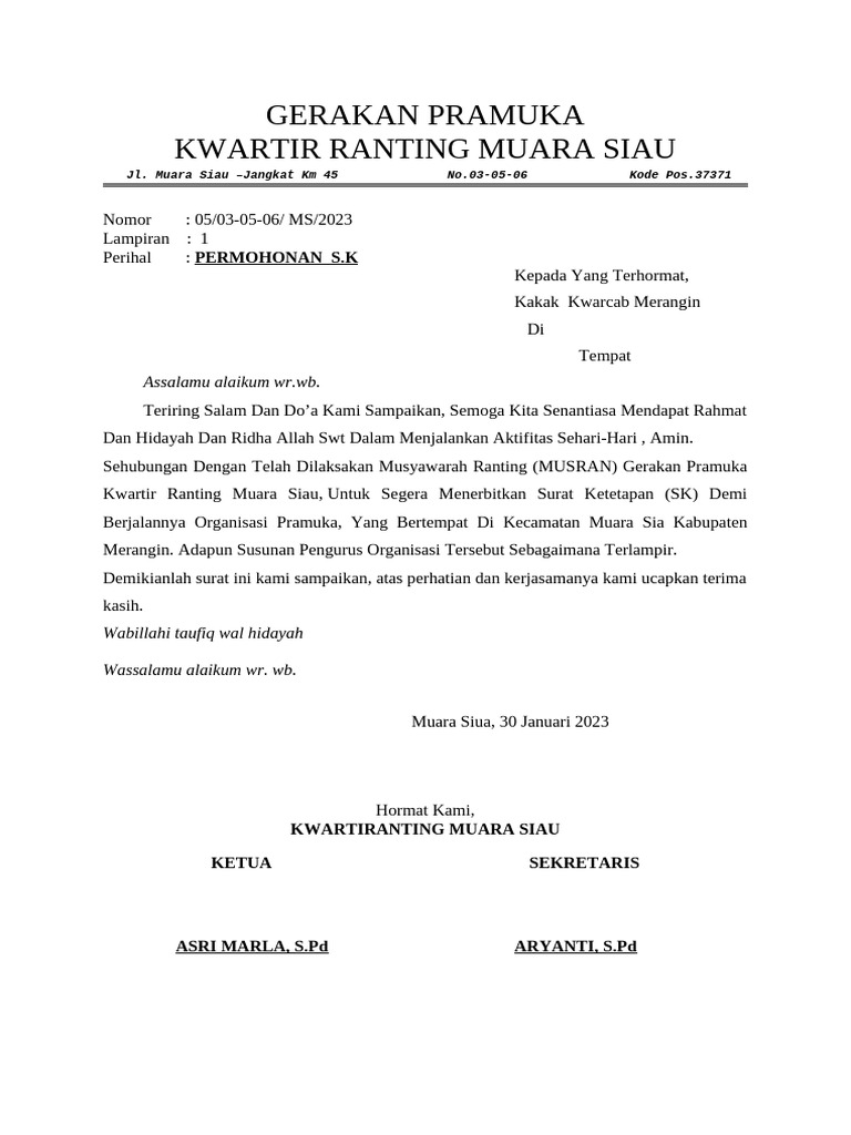 Contoh_Surat_Permohonan_SK_SUSUNAN_PENGU (1) | PDF