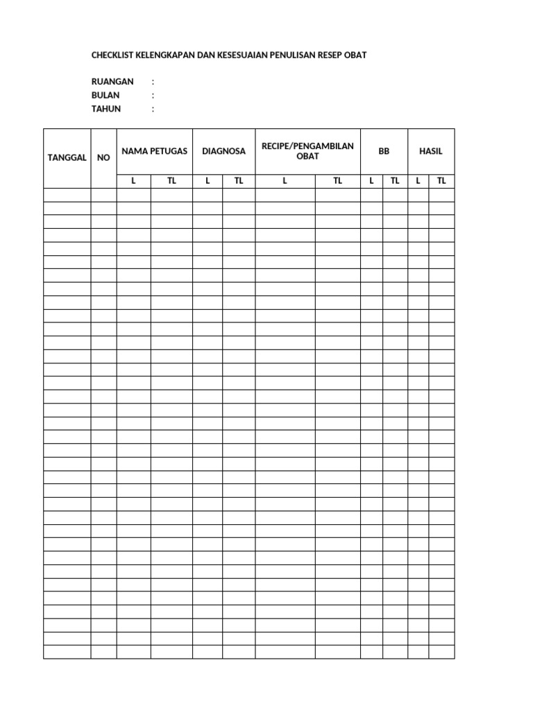 Checlist Kelengkapan Resep | PDF