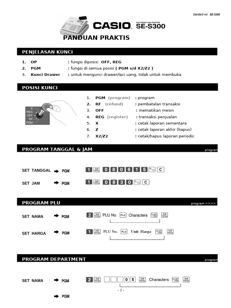 Panduan Cash Register CASIO SE-S300 | PDF