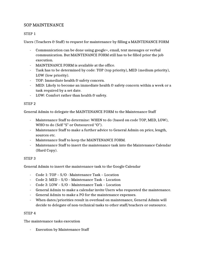 SOP-Maintenance | PDF | Internet | Cyberspace