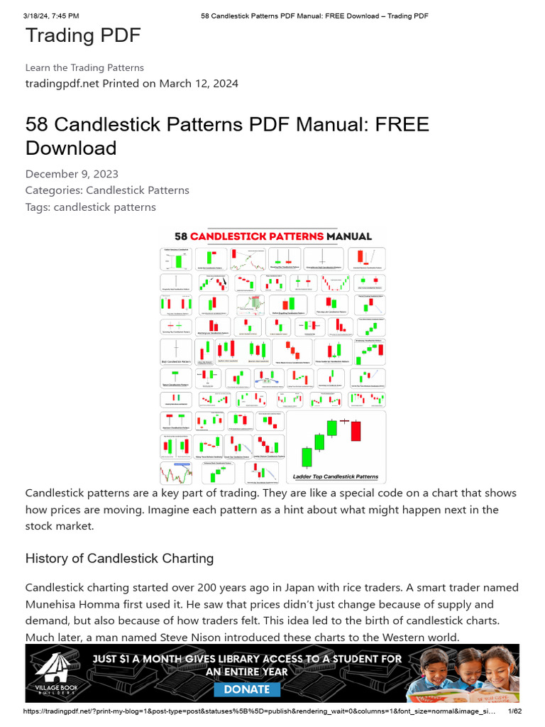 58 Candlestick Patterns PDF Manual - FREE Download - Trading | PDF ...
