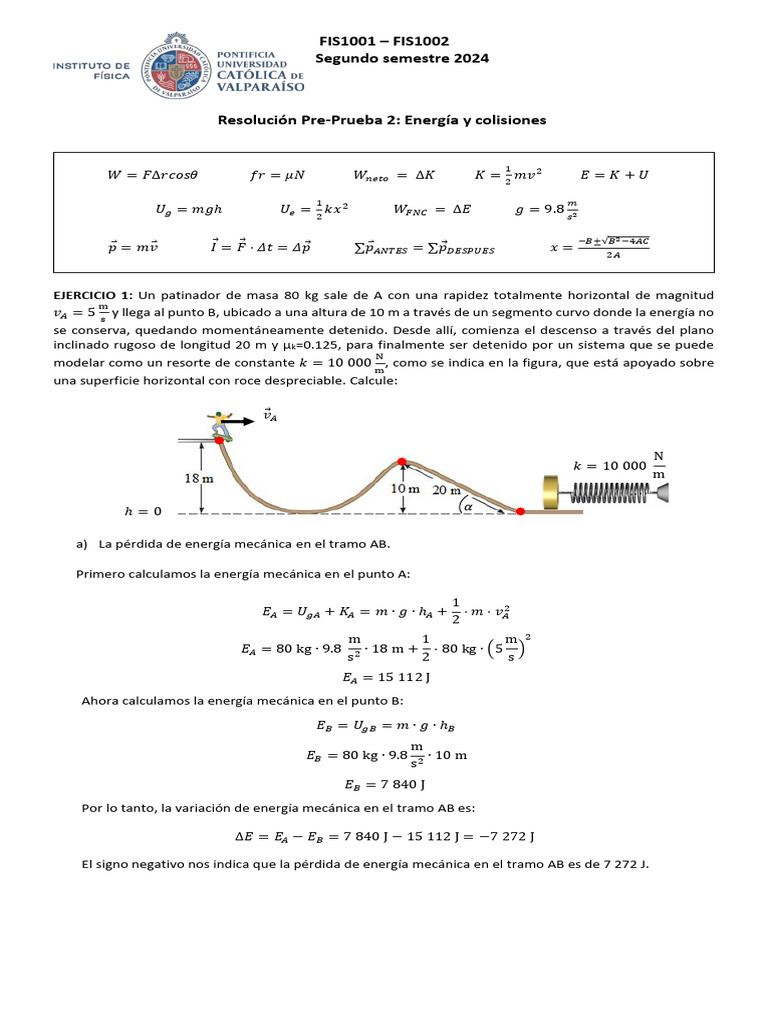 Resolución Pre-Prueba 2 | PDF | Impulso | Fuerza