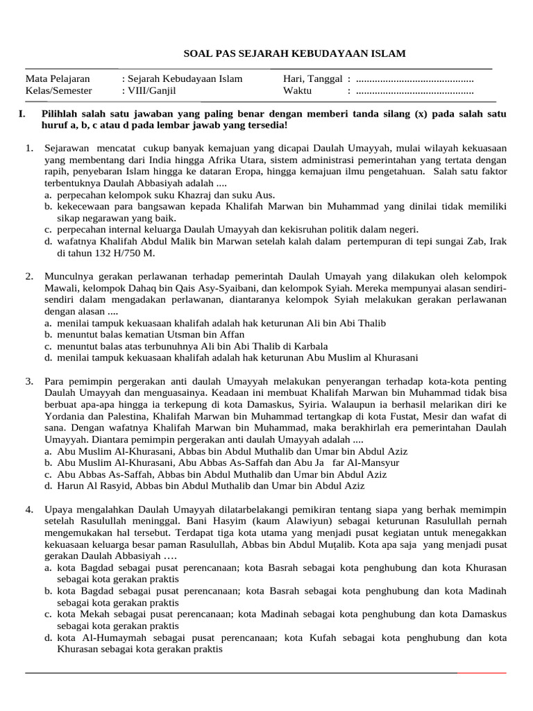 Soal Ski Pas Ganjil Viii | PDF