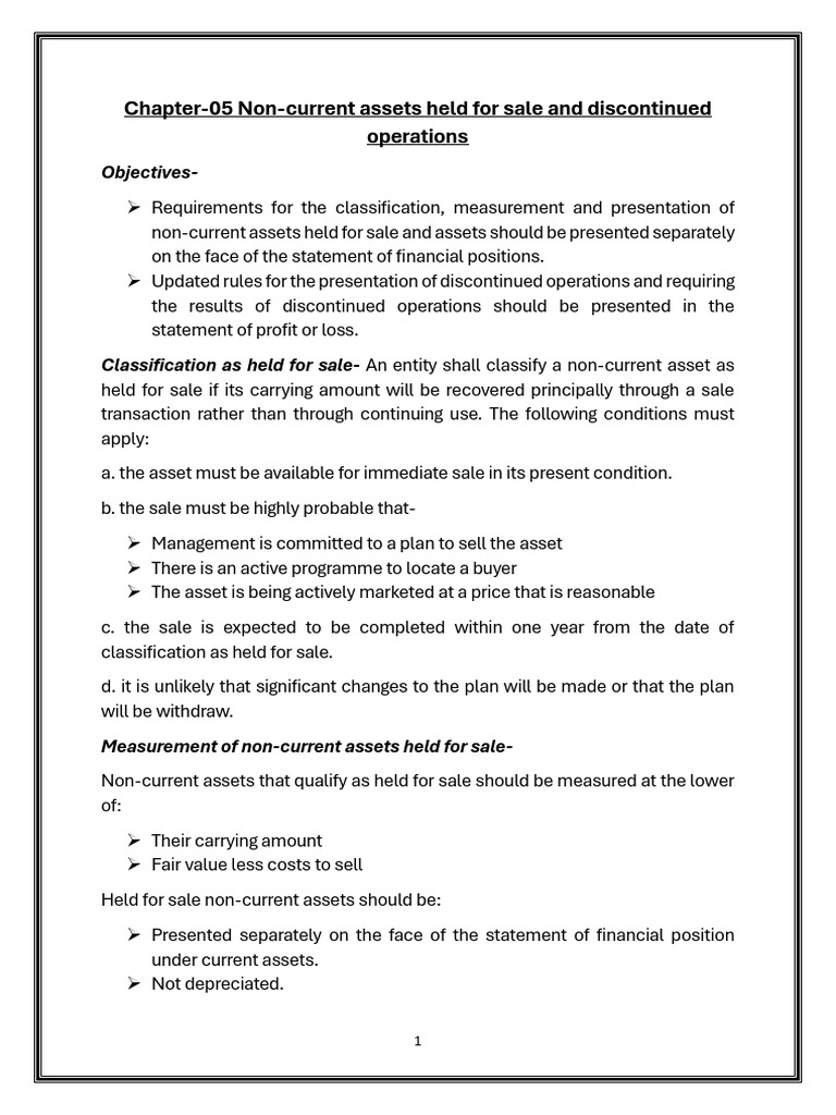 Non-Current Assets & Discontinued Operations | PDF | Fair Value | Expense