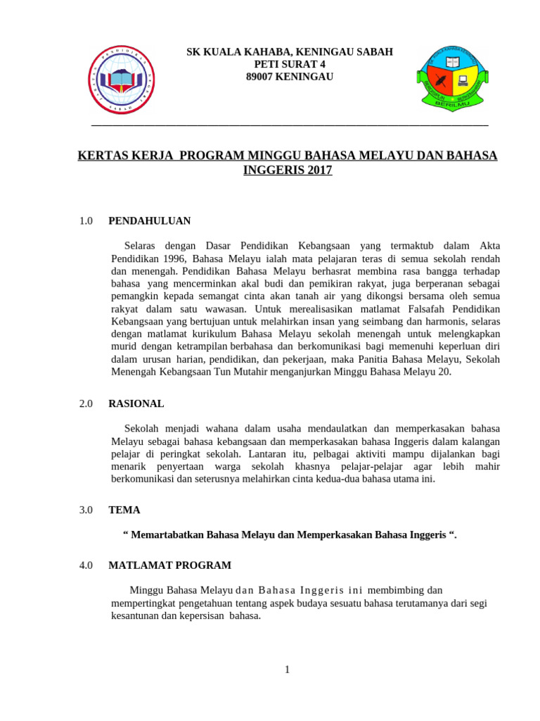 kertas cadangan minggu bm | PDF