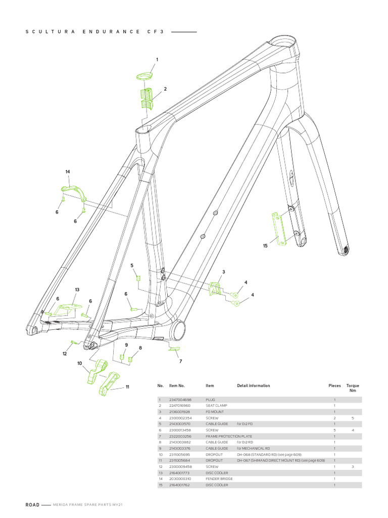 MERIDA FR Frame Spare Parts List | PDF | Manufactured Goods