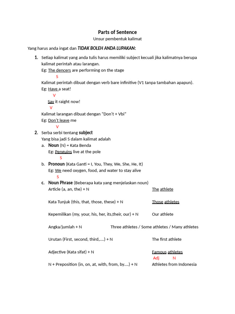 Parts of Sentence | PDF