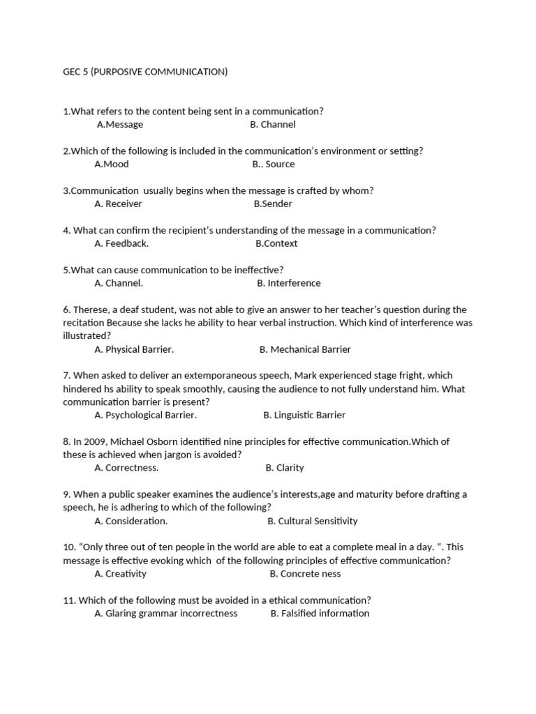 GEC 5 (Purposive Communication) | PDF | Communication | Public Speaking