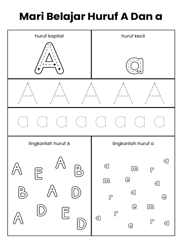 Worksheet Belajar Huruf A-M | PDF