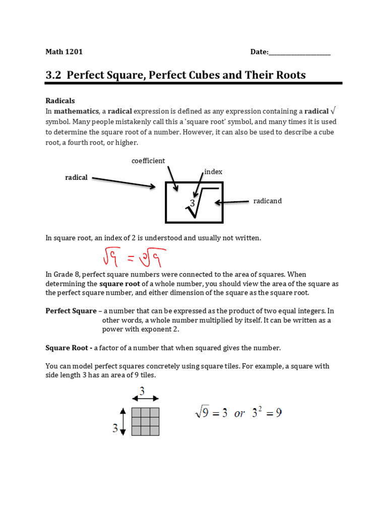 Understanding Square Roots and Perfect Squares | PDF | Numbers | Square ...
