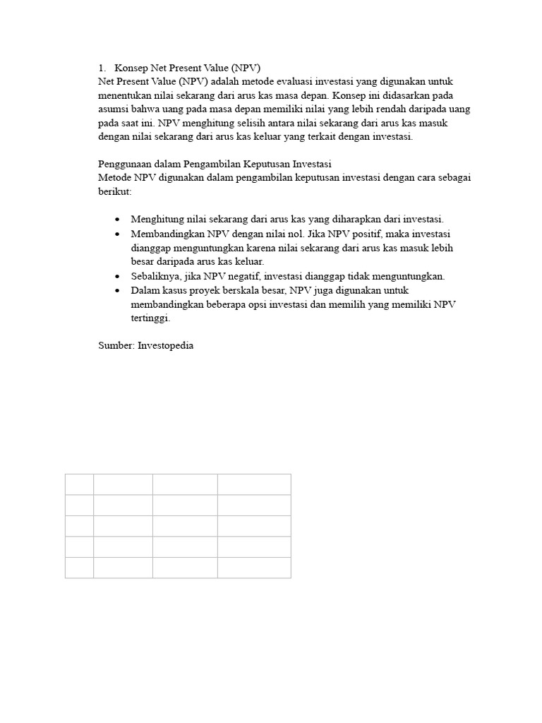 Panduan Evaluasi Investasi NPV | PDF