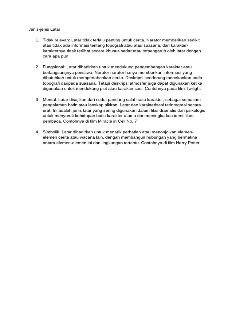 Jenis-Jenis Latar | PDF