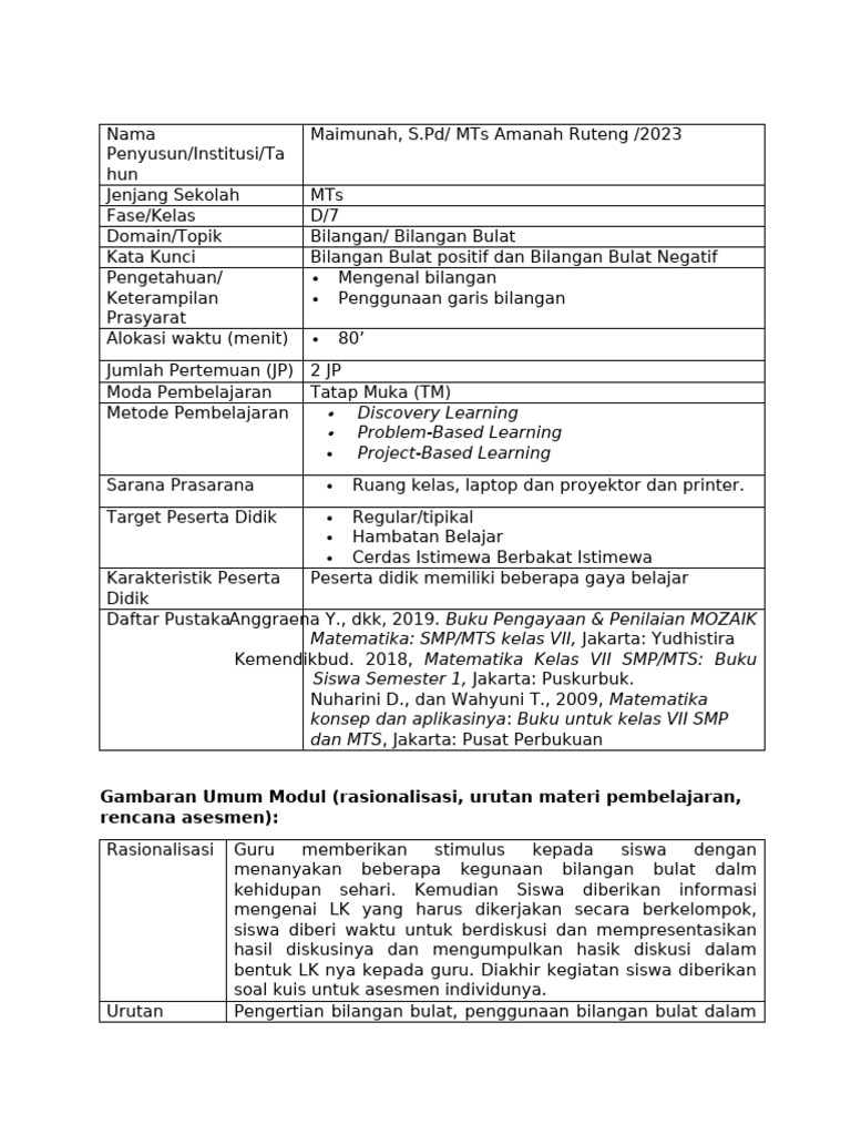 Modul Bilangan Bulat | PDF