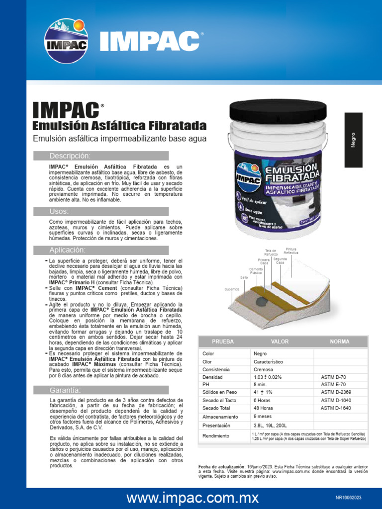 Impac Emulsion Asaltica Fibratada | PDF | Pintar | Lluvia