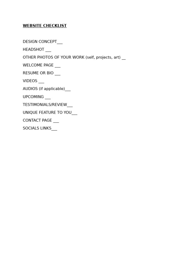 Website Checklist | PDF