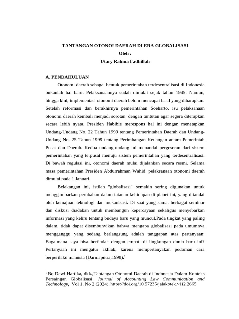 Tantangan Otonomi Daerah | PDF