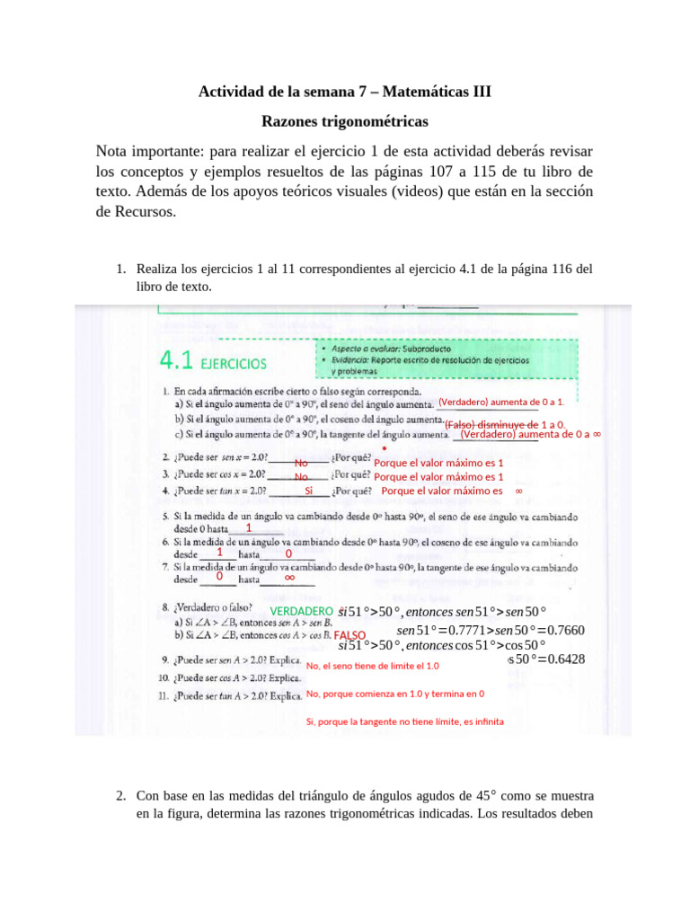 Actividadsemana7_Mate3 | PDF | Trigonometría | Geometría