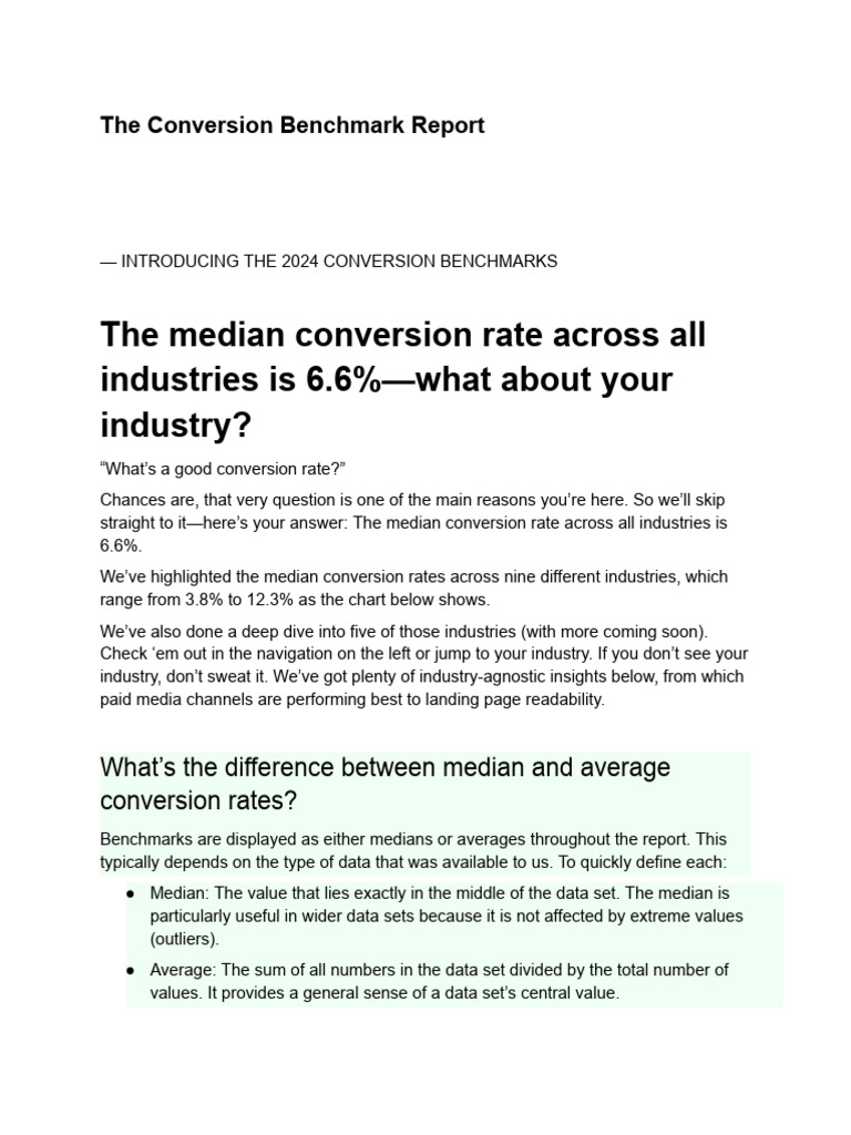 The Conversion Benchmark Report | PDF | Median | Linked In