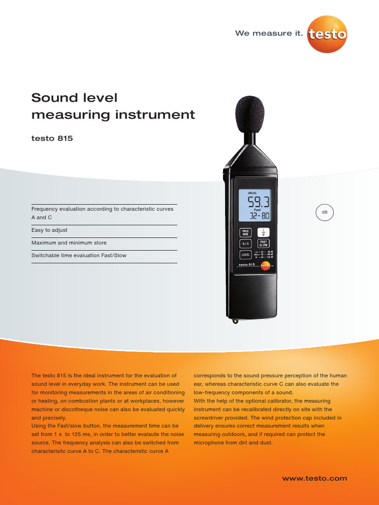 Testo 815 Sound Level Meter Overview | PDF | Calibration | Decibel