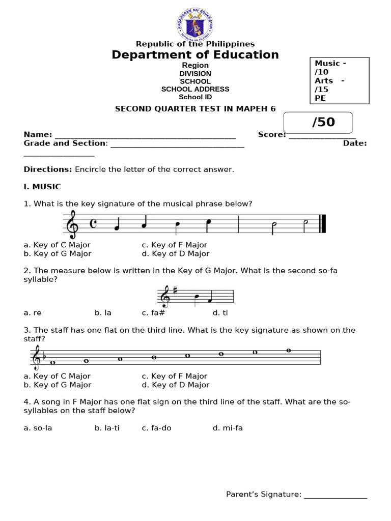 Grade 6 Q2 MAPEH Periodical Test | PDF | Waste | Waste Management