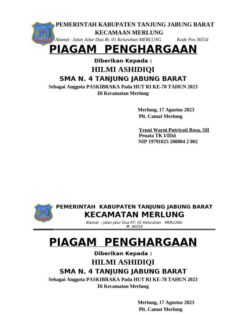 Sertifikat Paskib | PDF