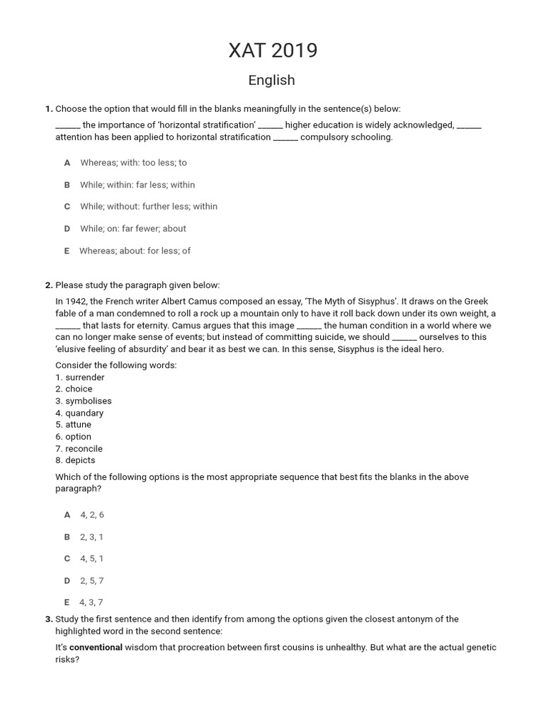 XAT-Previous Year Papers | PDF | Creativity | Mood (Psychology)