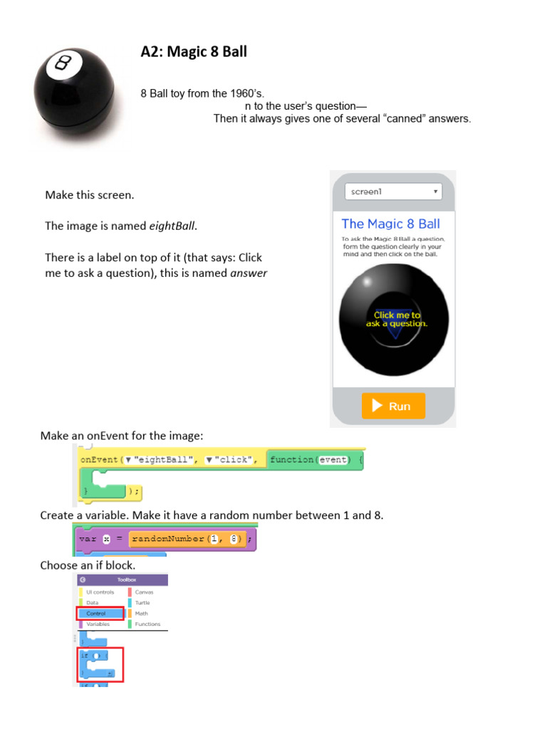 Magic 8 Ball Coding Task | PDF