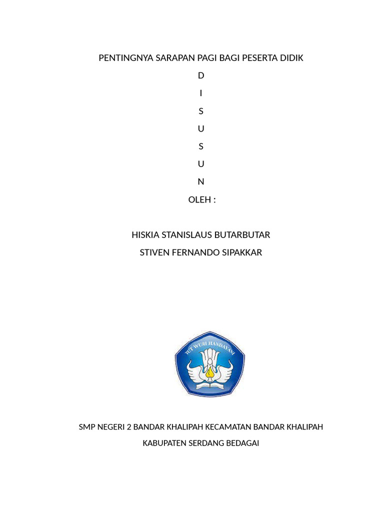 Pentingnya Sarapan Pagi Bagi Peserta Didik | PDF