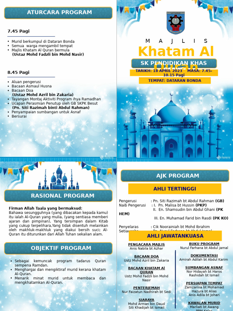 BUKU PROGRAM Majlis Khatam Al Quran | PDF