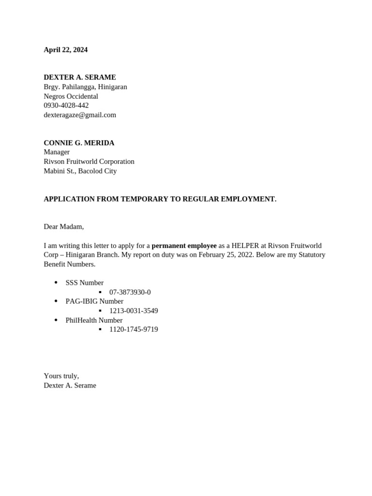 Applications for Regular Employment at Rivson | PDF | Business ...