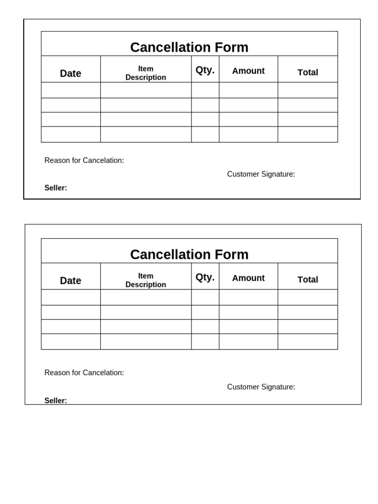 Cancelation Form | PDF