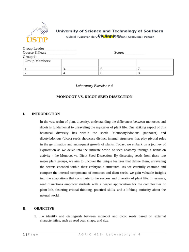 Monocot vs. Dicot Seed Dissection Lab | PDF | Seed | Plants