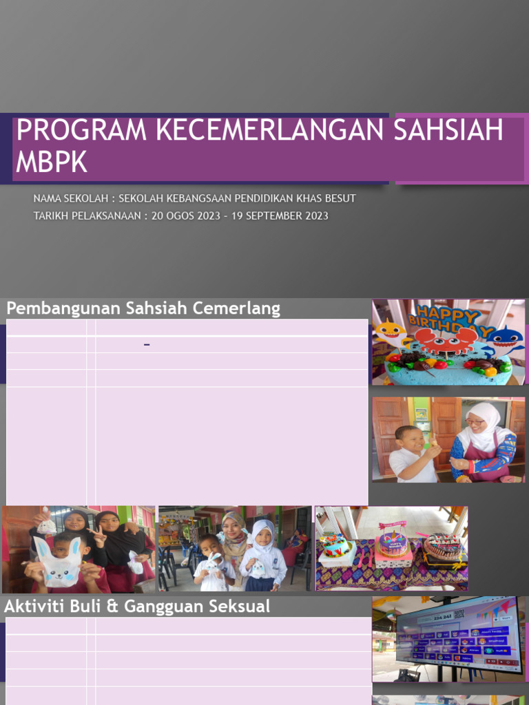Aktiviti - Program - Kecemerlangan - Sahsiah - MBPK SKPKB | PDF