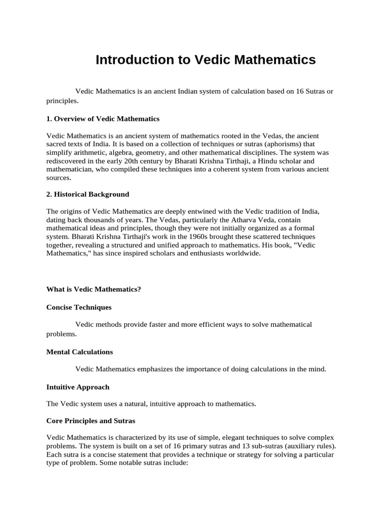 Introduction Vedic Mathematics | PDF | Mathematics | Algebra