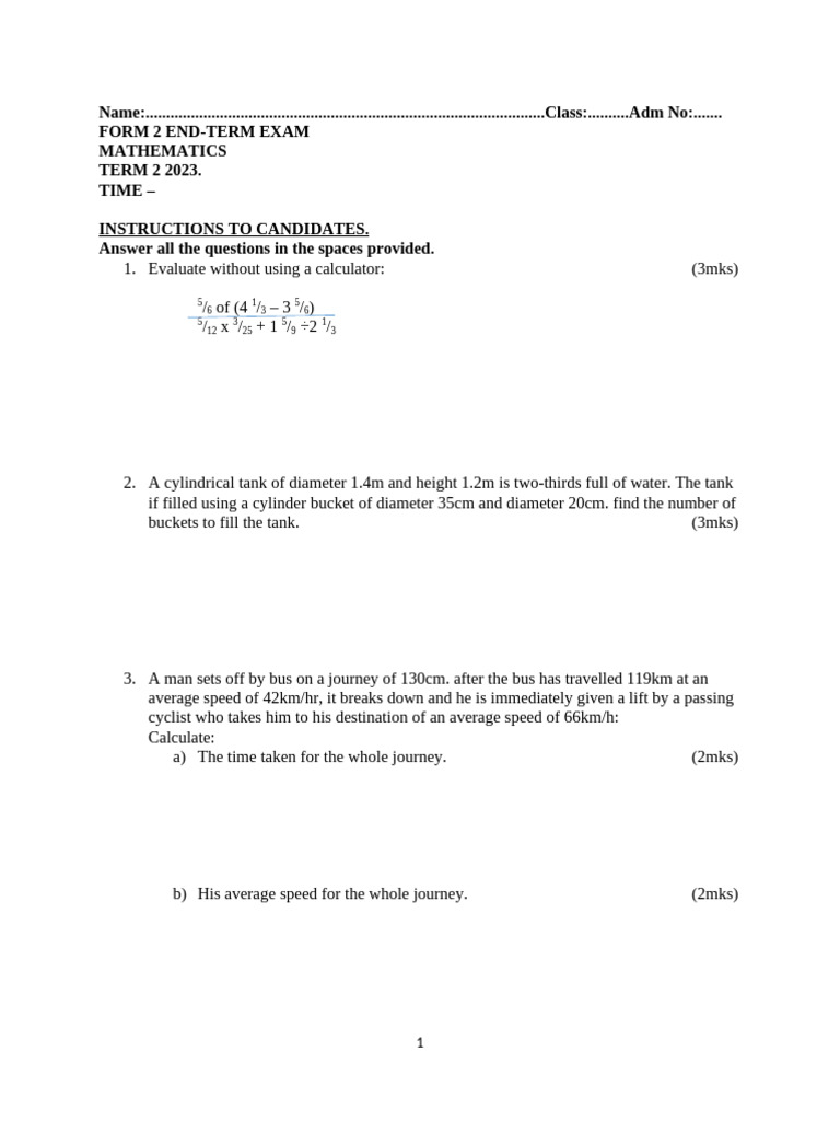 MATH F2 ET2 2023 QN | PDF | Area | Triangle