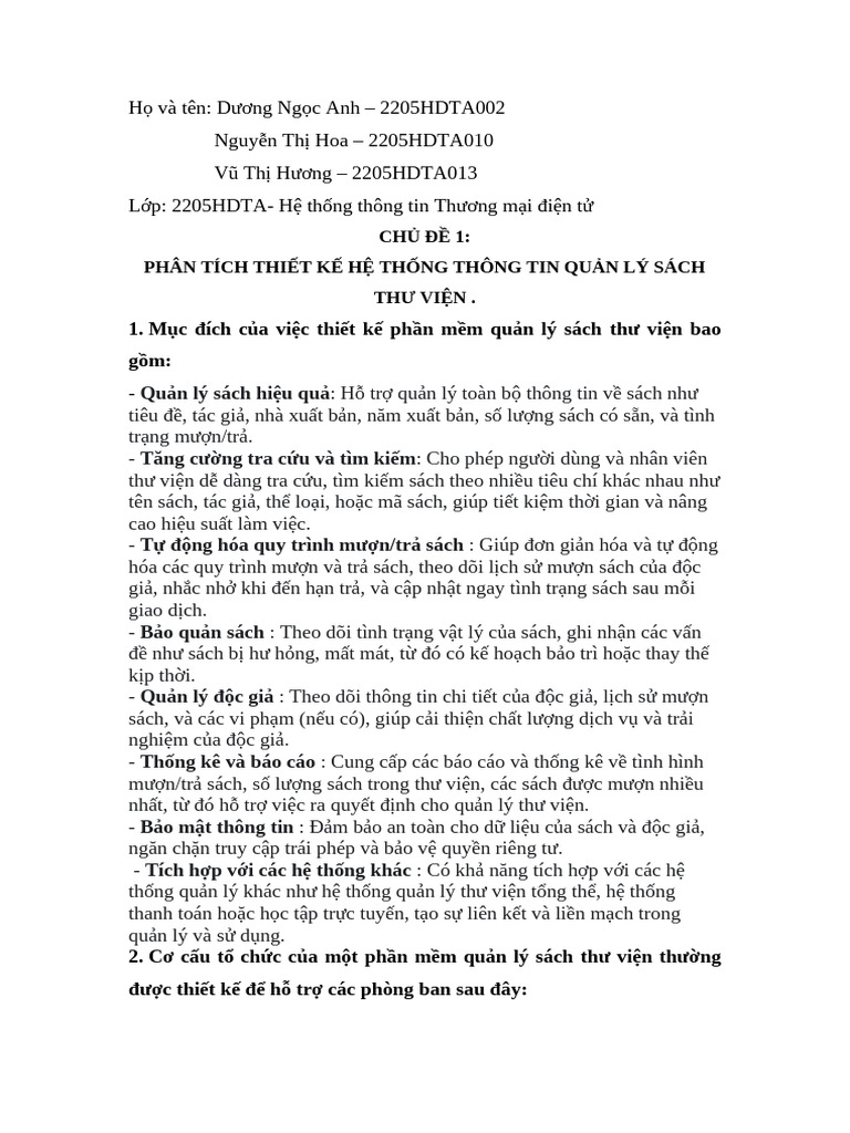Chủ-đề-1-PTTK-hệ-thống-SÁCH-THƯ-VIỆNAutosaved-1 (1) | PDF
