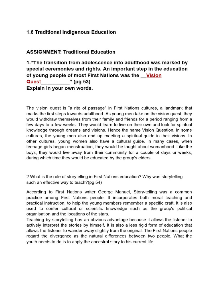1.6 Indigenous Education Edward BC First Peoples | PDF | Storytelling