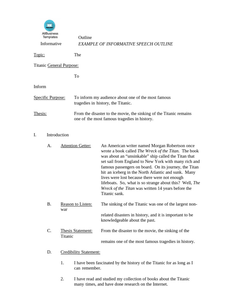 Informative Speech Outline Example | PDF | Hearing Loss | Decibel