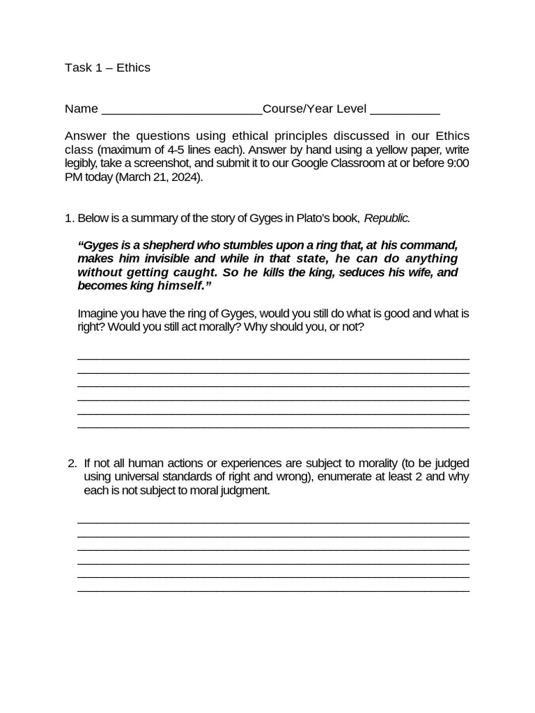 Task 1 - Ethics | PDF