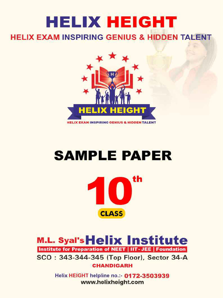 Helix HEIGHT Mega Talent Hunt Exam - Sample Paper of Class 10 | PDF