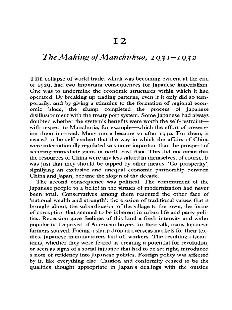 Japanese Imperialism 1894-1945 - (12. The Making of Manchukuo 1931-1932 ...