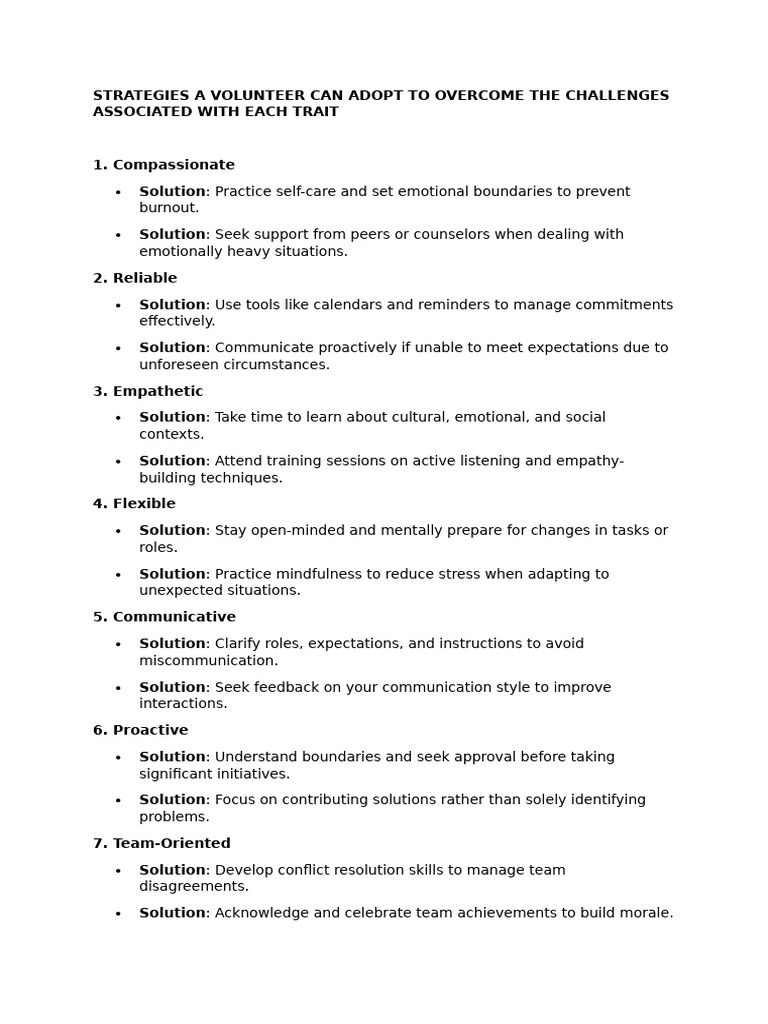 Volunteer Strategies for Personal Growth | PDF | Empathy | Occupational ...