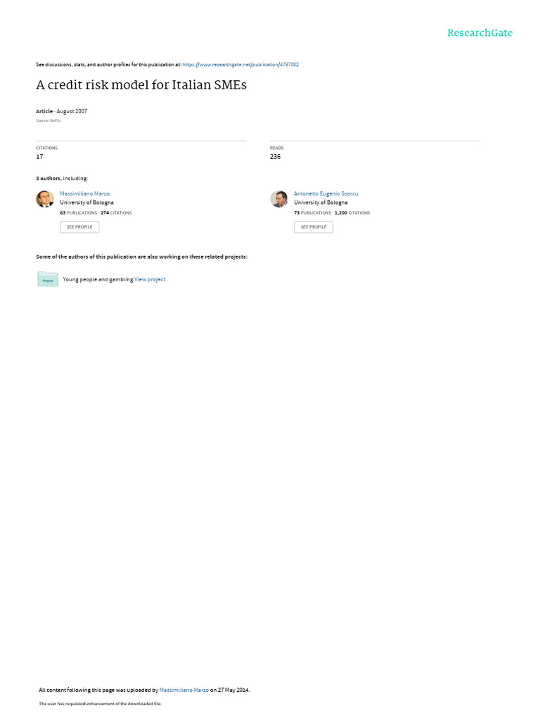 A Credit Risk Model For Italian SMEs | PDF | Small And Medium Sized ...