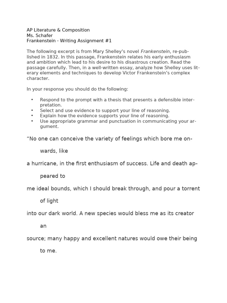 Analyzing Victor Frankenstein's Character | PDF